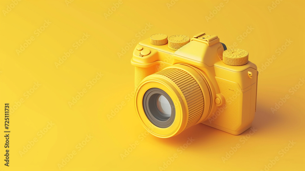 Modern Yellow DSLR Camera Icon in Isometric Perspective: A Stylish and ...