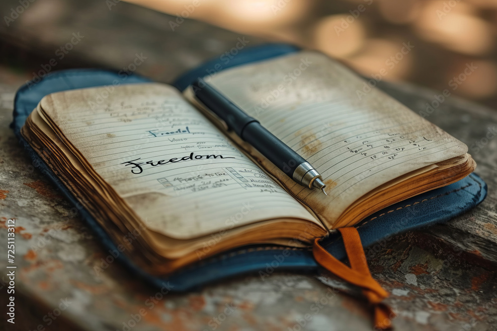 Ultimate Freedom - Notebook with the word 'Freedom' written on the ...