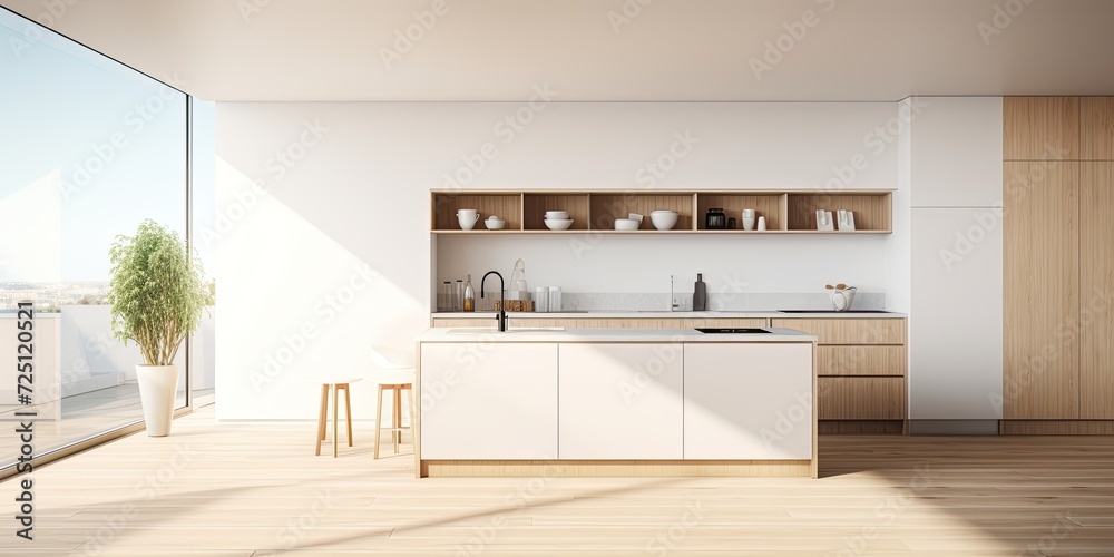 Minimalist design concept ed in showcases a well-lit kitchen with a ...