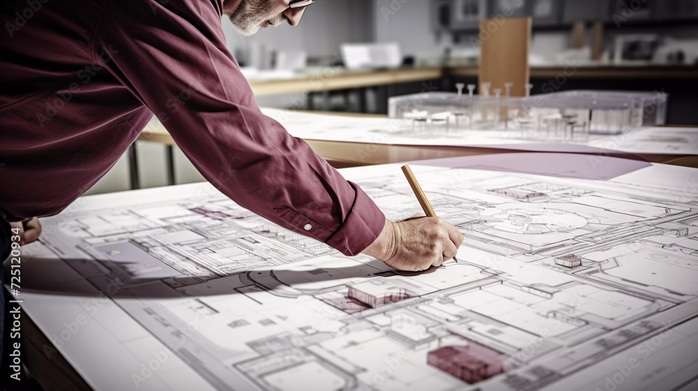 Architectural Design: Architect Drawing Plans for New Building Stock ...