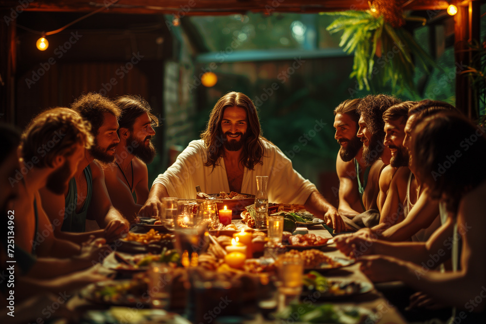 Fotografering, Billede Last Supper of Jesus of Nazareth, biblical scene ...