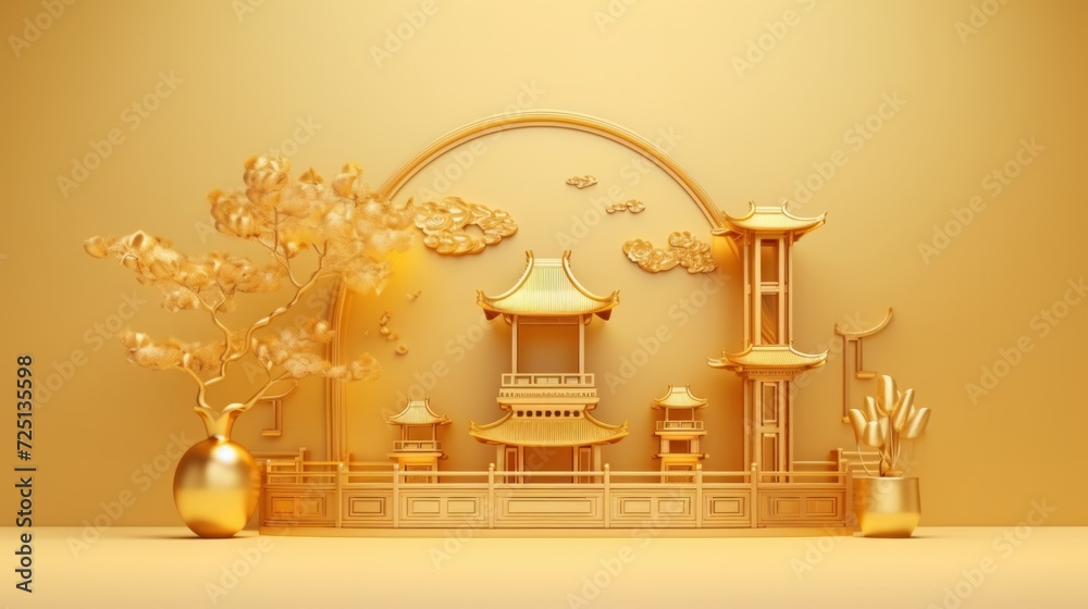 japanese style minimal abstract background.stone podium and bonsai with ...