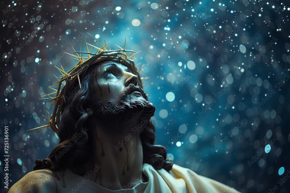 Jesus under a canopy of stars Symbolizing the infinite nature of divine ...