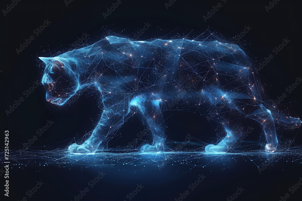 cat. Digital wireframe polygon illustration. technology of lines and ...