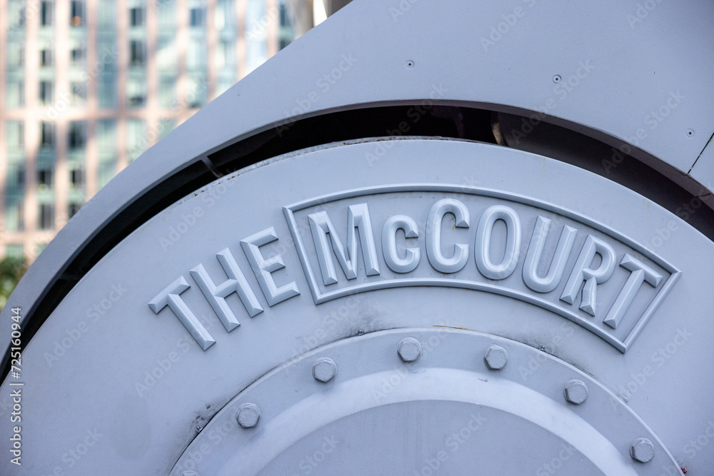 New York, USA - July 24 2023 : The McCourt sign on the Bloomberg shed ...