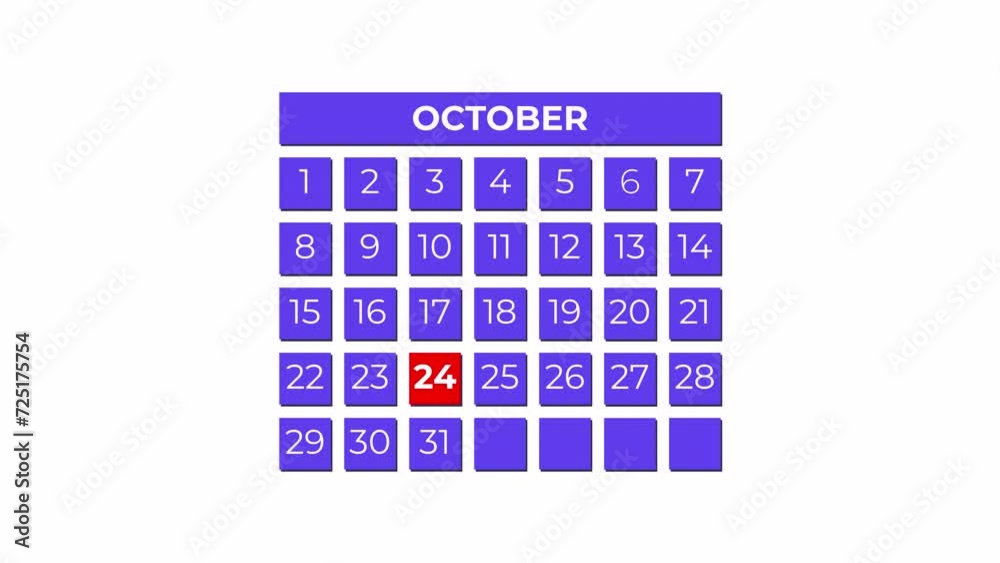 Vidéo Stock 24th October calendar icon animation. Alpha matte with ...