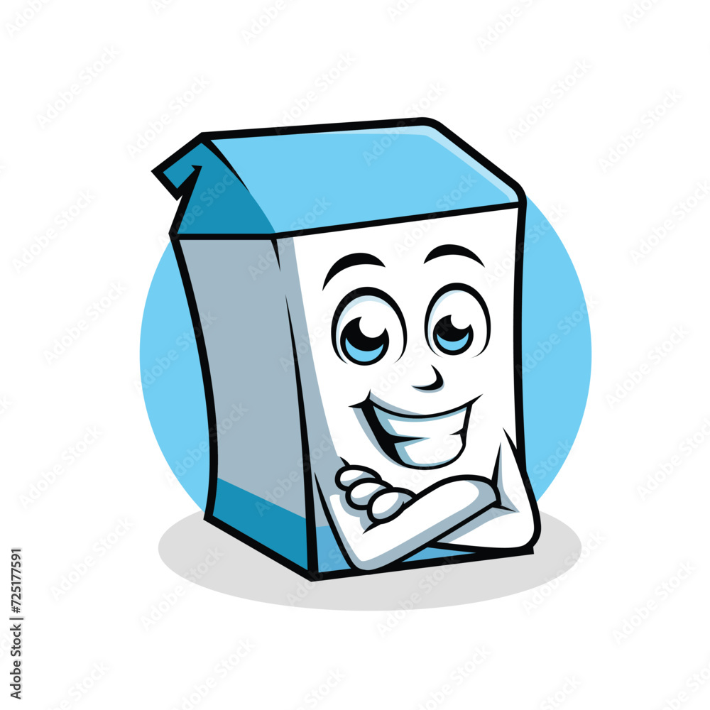Milk Packet Cartoon Character cross arm vector illustration - Happy ...