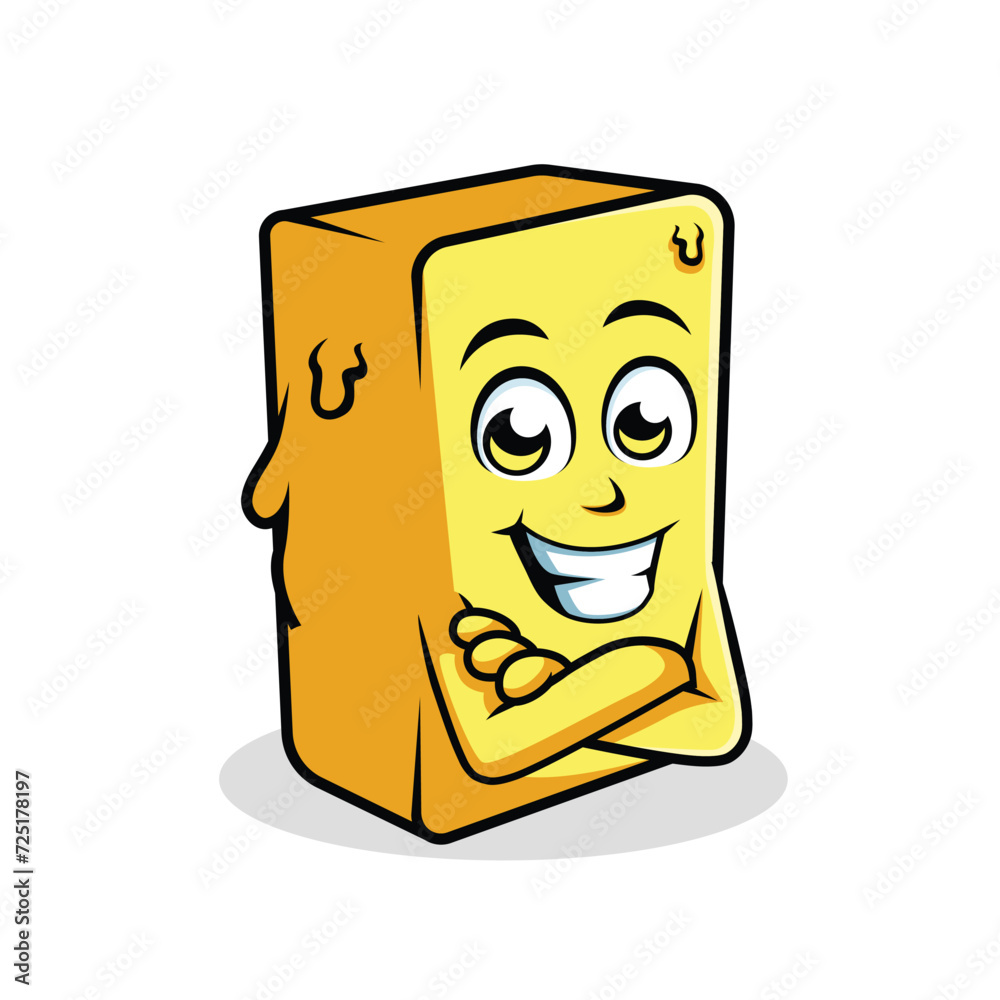 Butter Cartoon Character cross arm vector illustration - Happy cute ...
