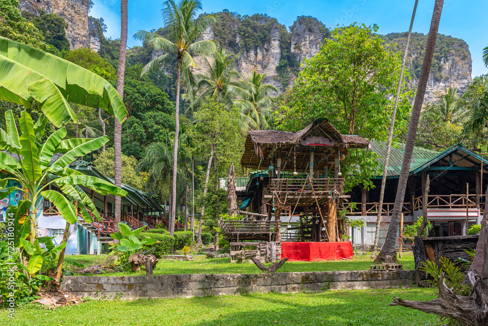 Tourist resort used by backpackers and climbers in the little hamlet of ...