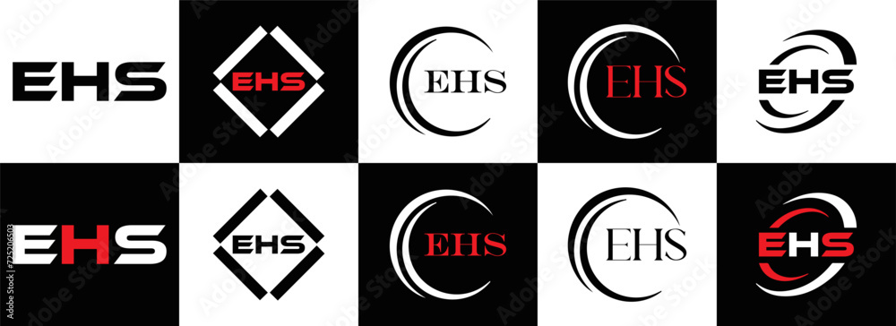 EHS logo. E H S design. EHS letter. EHS, E H S letter logo SET design ...