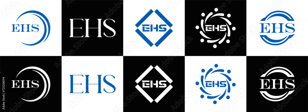 EHS logo. E H S design. EHS letter. EHS, E H S letter logo SET design ...