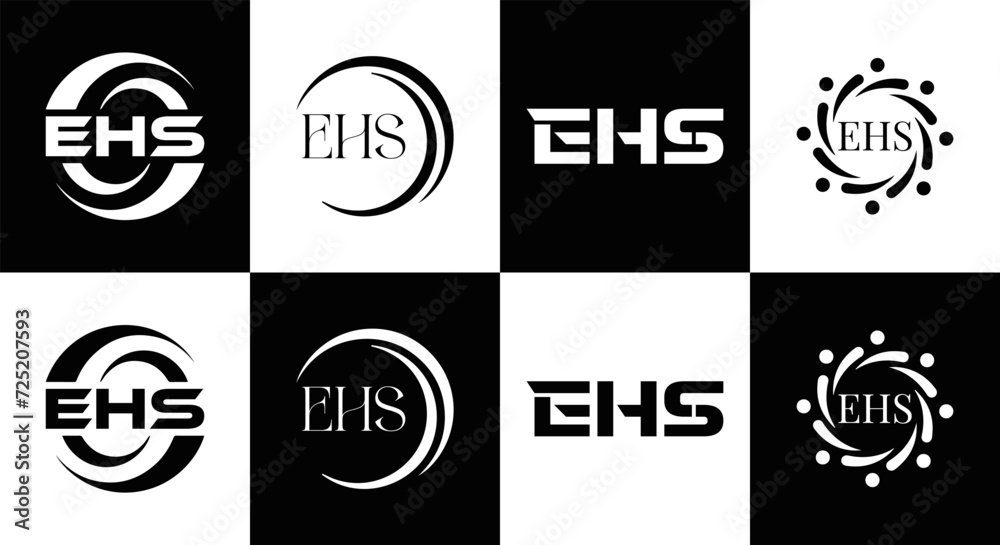 EHS logo. E H S design. EHS letter. EHS, E H S letter logo SET design. Initial letter EHS linked ...