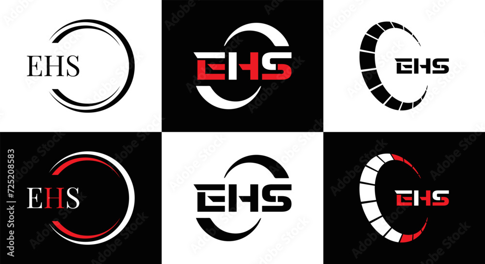 EHS logo. E H S design. EHS letter. EHS, E H S letter logo SET design ...