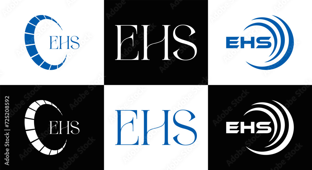 EHS logo. E H S design. EHS letter. EHS, E H S letter logo SET design ...