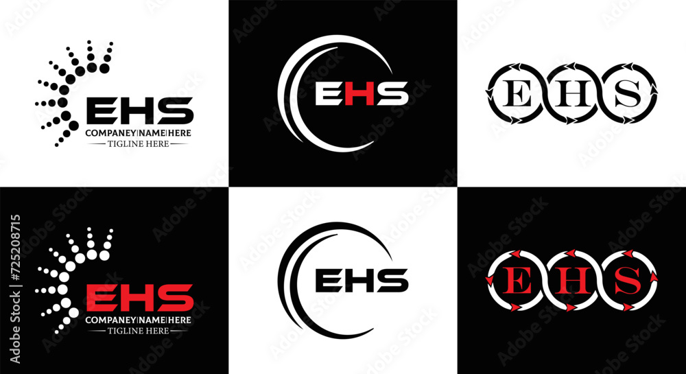 EHS logo. E H S design. EHS letter. EHS, E H S letter logo SET design ...