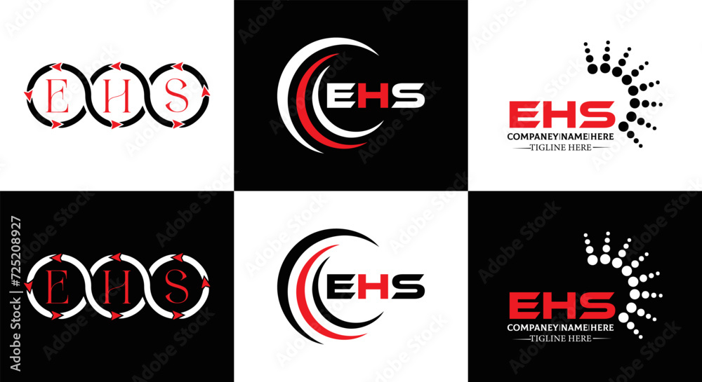 EHS logo. E H S design. EHS letter. EHS, E H S letter logo SET design ...