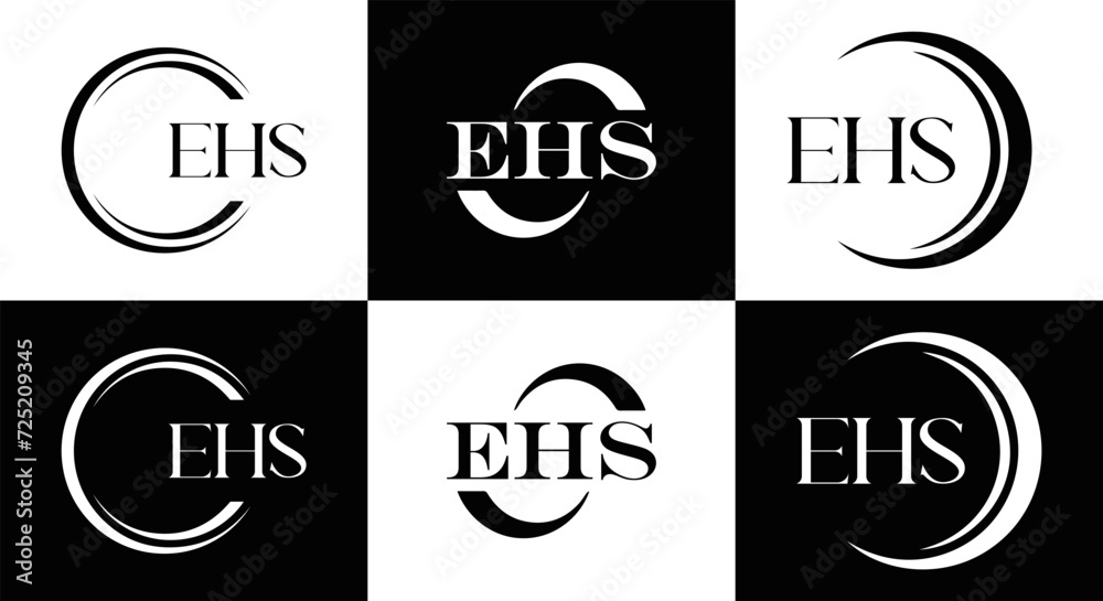 EHS logo. E H S design. WhitE H SHS letter. EHS, E H S letter logo SET ...