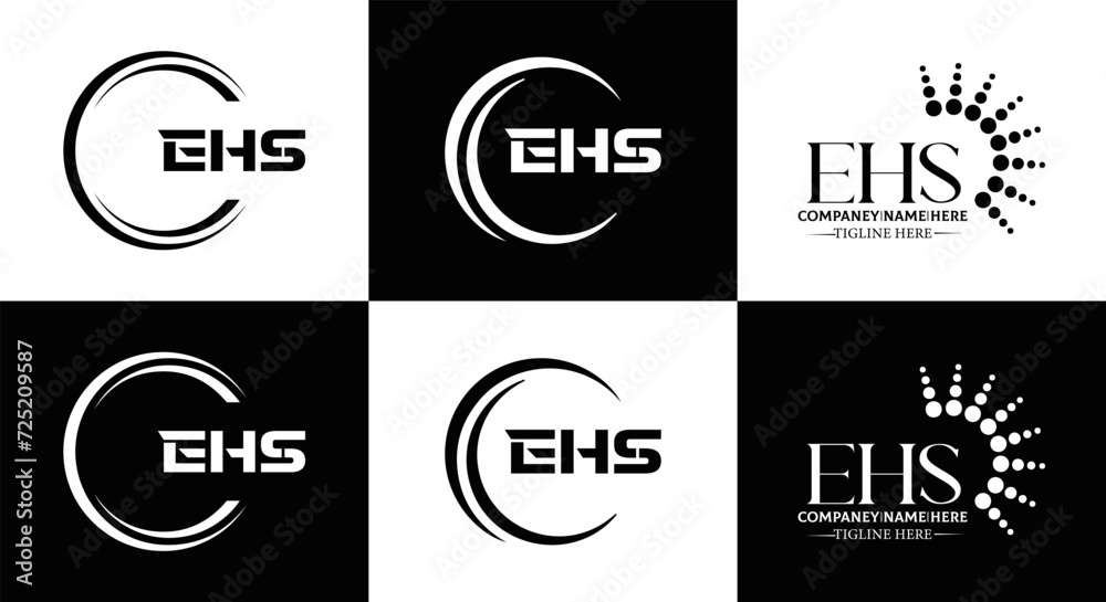 EHS logo. E H S design. WhitE H SHS letter. EHS, E H S letter logo SET ...