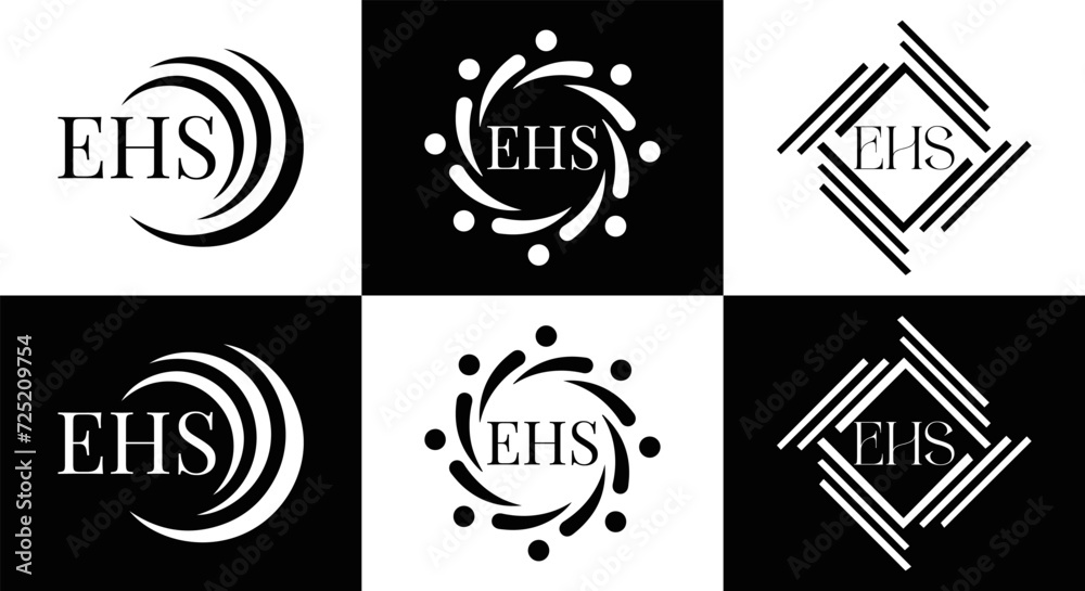 EHS logo. E H S design. WhitE H SHS letter. EHS, E H S letter logo SET ...