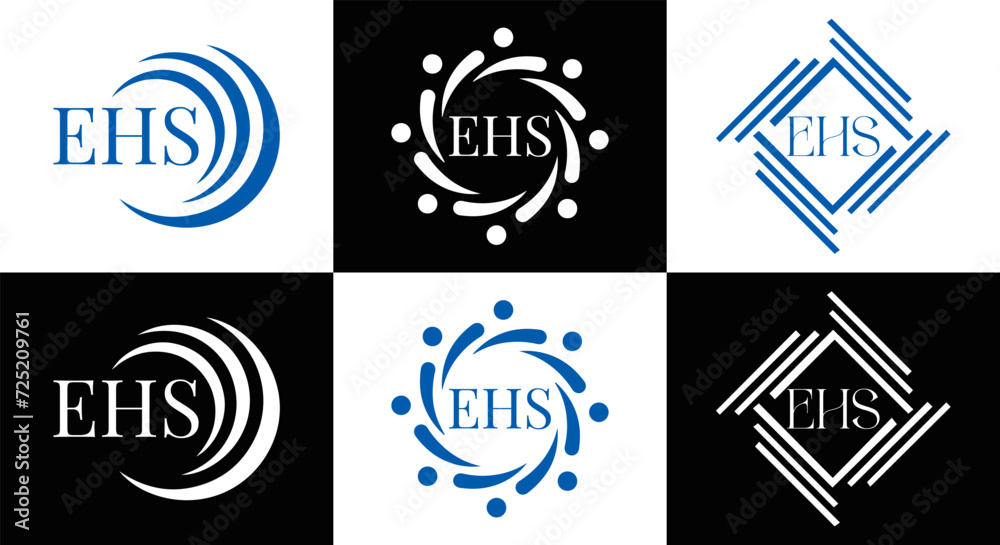 Vektorová grafika „EHS logo. E H S design. WhitE H SHS letter. EHS, E H ...