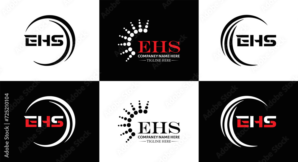 EHS logo. E H S design. WhitE H SHS letter. EHS, E H S letter logo SET ...