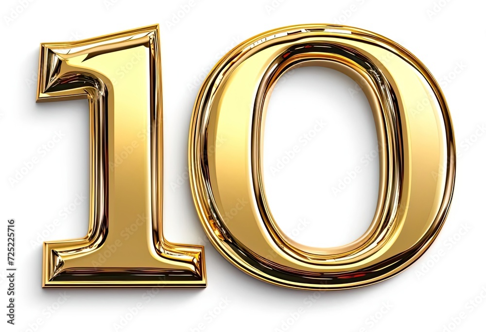 Number 10 Golden Metal Style Text Generative AI Stock Illustration ...