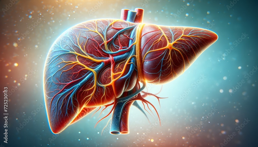 Anatomically Accurate Human Liver with Vascular Network on a Blue ...