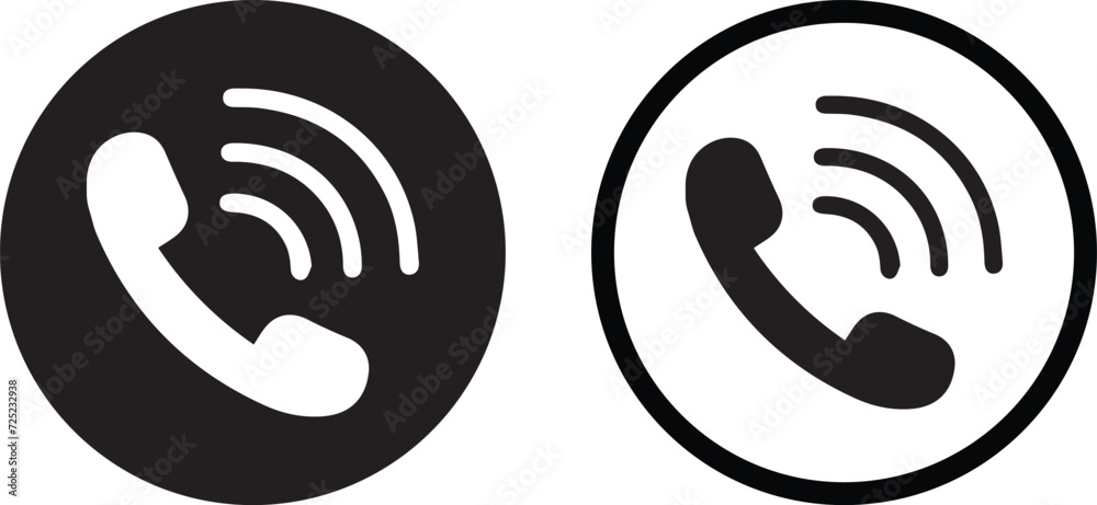 Call icon set in two styles isolated on white background . Telephone ...