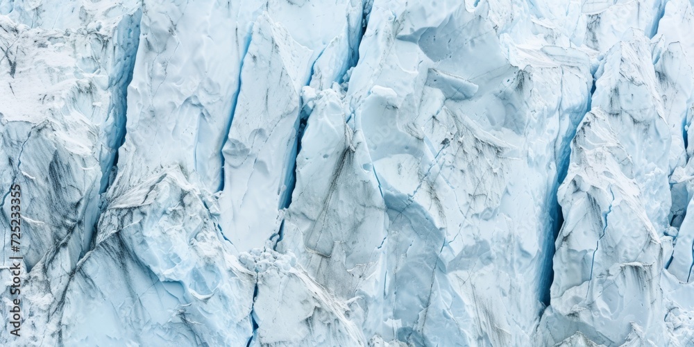 Icy glacier texture, with deep cracks and crevices in shades of white ...