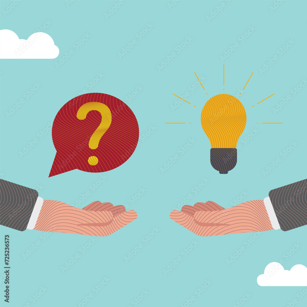 Question and answer, businessman hand holding question mark with other ...
