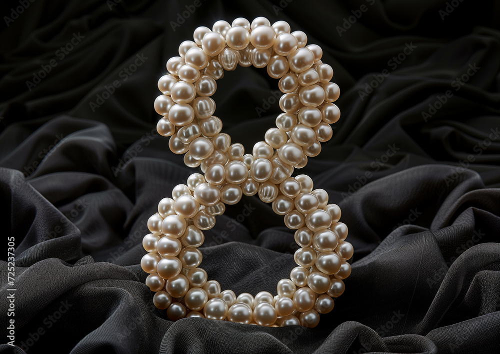 Number eight symbol crafted from pearls for womens day celebration ...