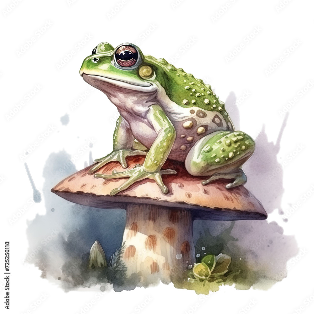 Watercolor style frog on transparent isolate, frog clipart, children's ...