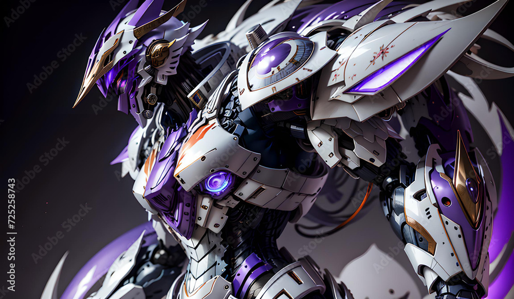 ภาพประกอบสต็อก Anime mecha standing facing sideways with a dynamic ...