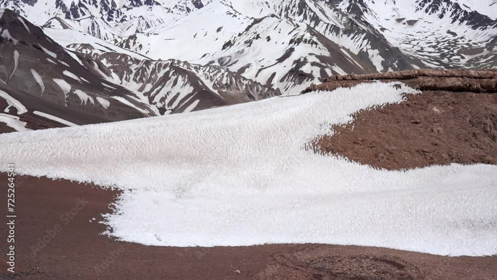 Snow field above five thousand meters in the andes mountains of mendoza ...