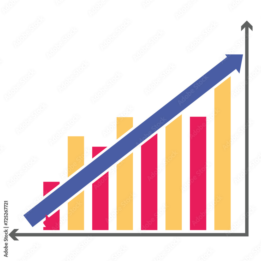 Graph diagram up icon, business growth success chart with arrow ...