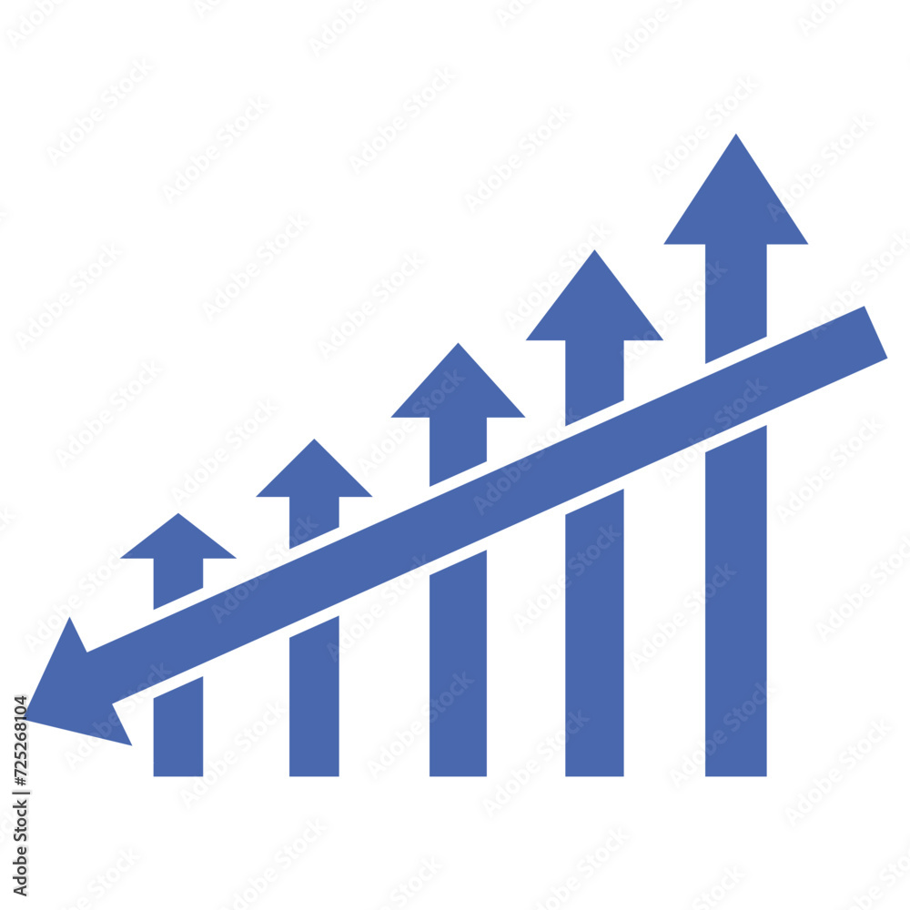 Graph diagram down icon, business growth success chart with arrow ...