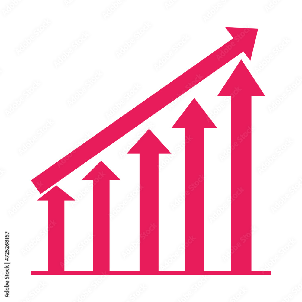 Graph diagram up icon, business growth success chart with arrow ...