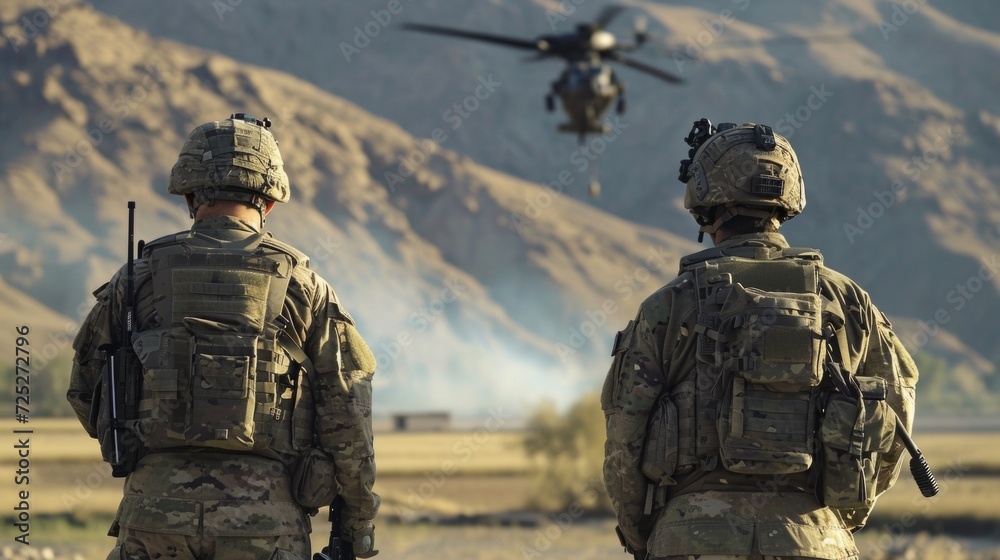 Soldier are using drone for scouting during military operation. Stock ...