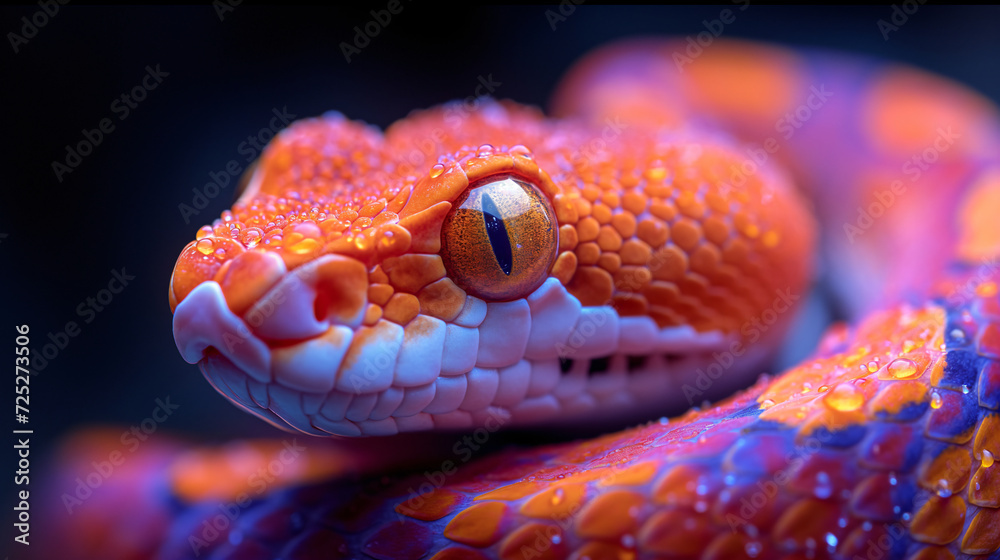 Deadly snake looking into the camera. Exotic snake look at you. Snake ...