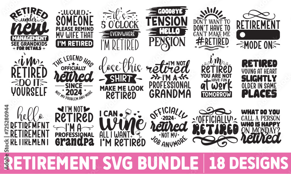 Vetor de Retirement svg bundle,Engraving File Svg, Officially Retired ...