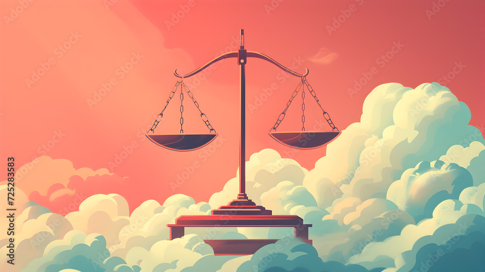 the iconic scale of justice, symbolizing the delicate balance and ...