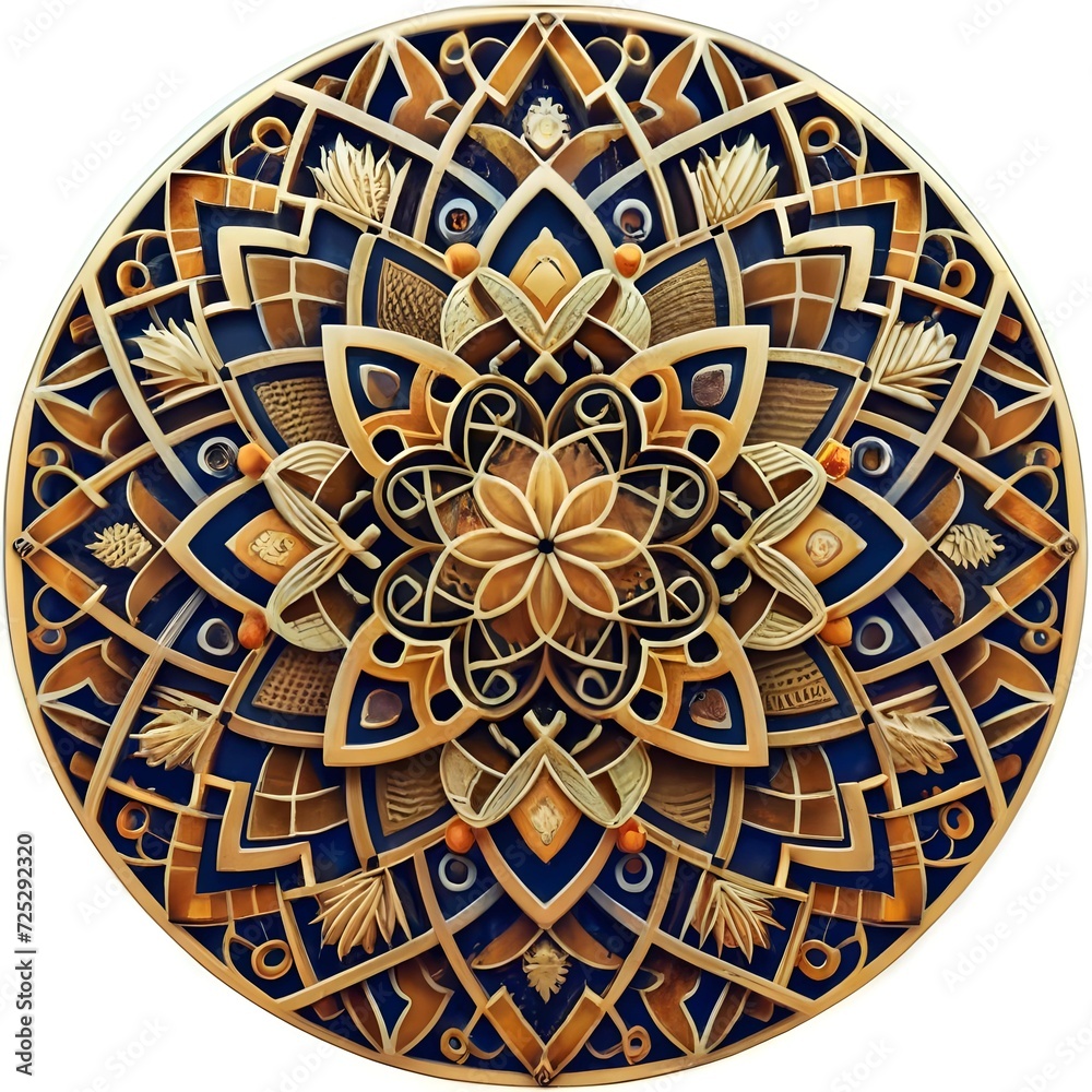 Mayan calendar showcasing intricate symbols Colorful ceramic background ...