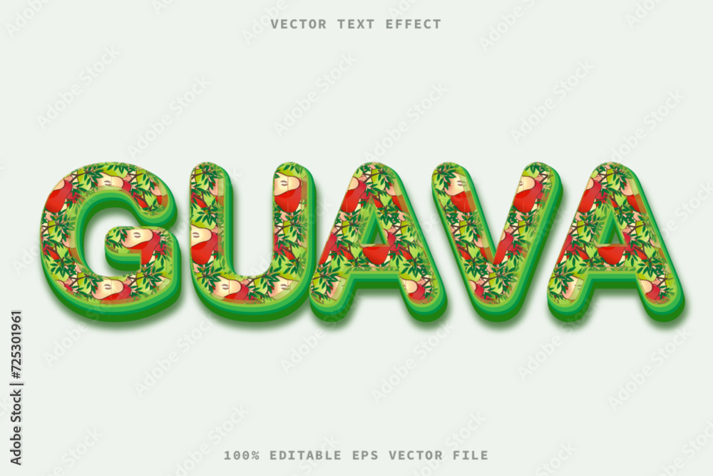Guava 3d text effect realistic textured eps editable text Stock Vector ...