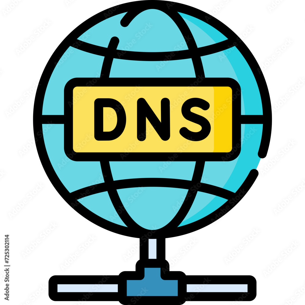 Vetor de DNS: DNS, Domain Name System, DNS server, DNS configuration ... Vetor de DNS: DNS, Domain Name System, DNS server, DNS configuration ...