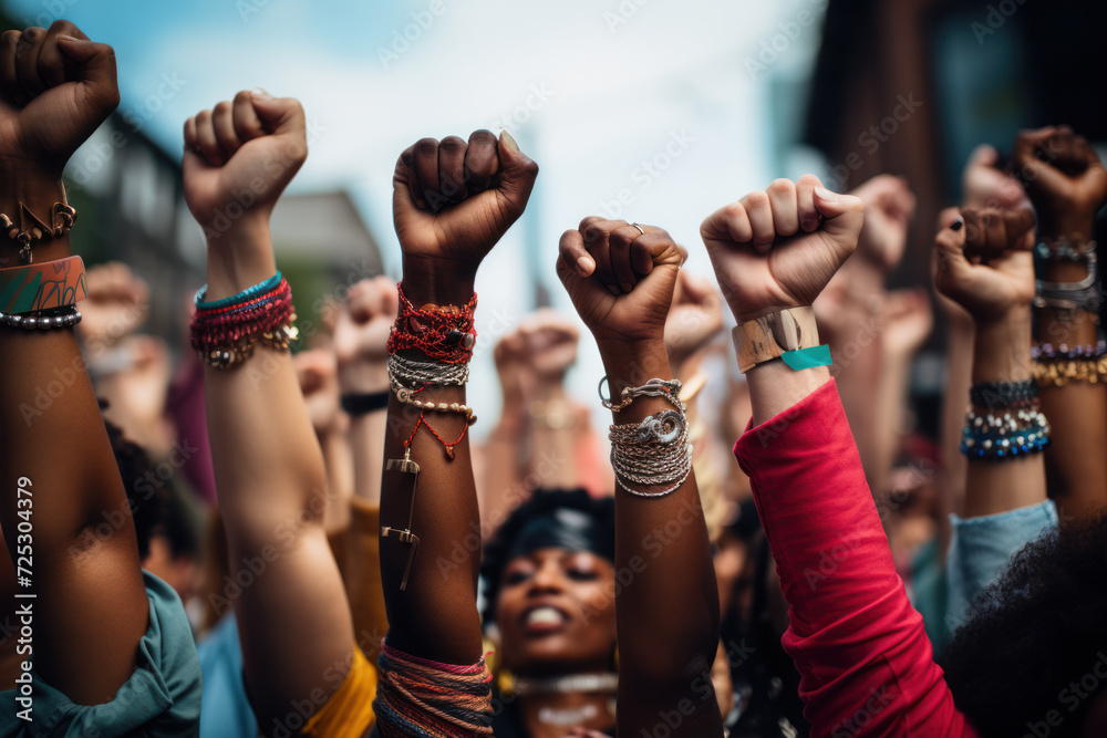 Raised hands at cultural festival showing unity and diversity. Cultural ...
