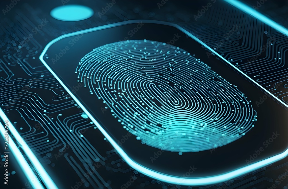Fingerprint Identification. Fingerprint shimmering on a digital sensor ...