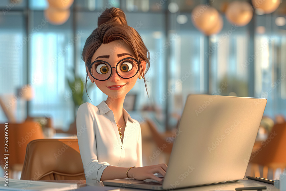 3D Cartoon Corporate Woman - Modern, Professional Animated Female ...