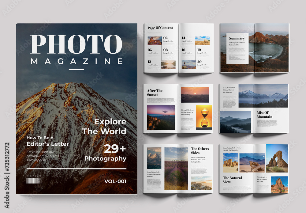 Photo Book Magazine Layout Stock Template | Adobe Stock