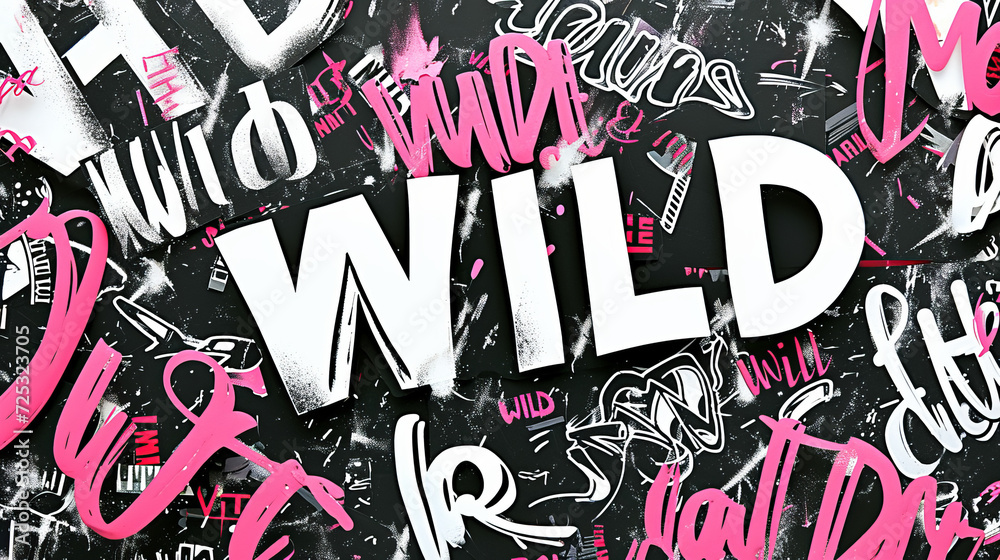 Wild concept image with illustration of WILD word text and various ...