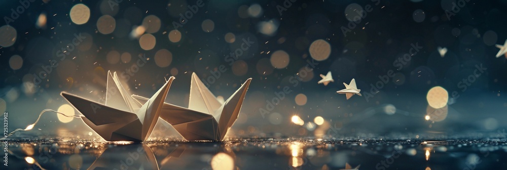 Origami Night Sky, background image, generative AI Stock Illustration ...